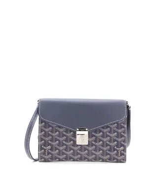 Goyard Chypre Wallet On Strap Coated Canvas With Leather - Blue