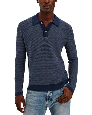 Rails Fulton Cotton Long Sleeve Sweater Polo Navy Wave