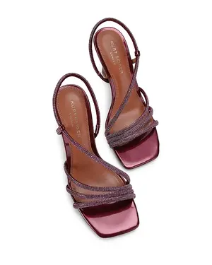 Kurt Geiger Annabel Embellished Suede Sandals - Open Pink