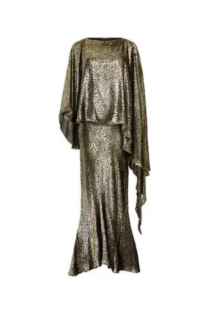 Roberto Cavalli Draped Metallic Maxi Dress