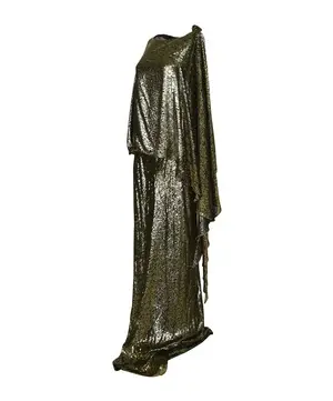 Roberto Cavalli Draped Metallic Maxi Dress