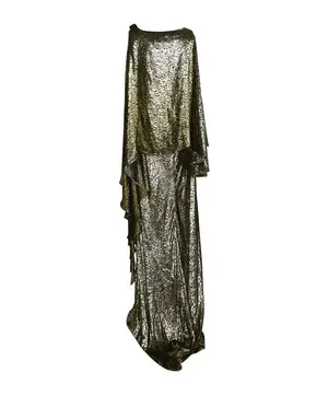Roberto Cavalli Draped Metallic Maxi Dress