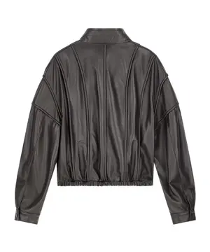 Emporio Armani Cropped Nappa Leather Blouson Jacket With A Stand Collar