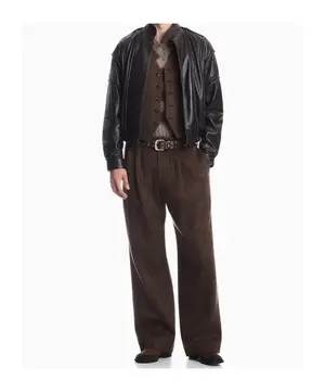 Emporio Armani Cropped Nappa Leather Blouson Jacket With A Stand Collar