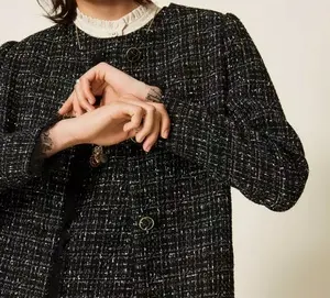 TWINSET Fringe Detailed Tweed Coat