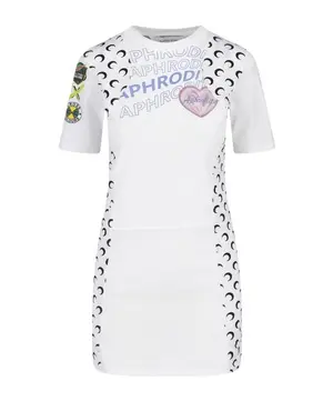 MARINE SERRE Graphicprint Tshirt Mini Dress - White