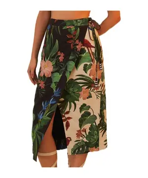 Farm Rio Midnight Macaw Fiesta Midi Skirt