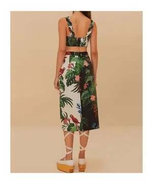Farm Rio Midnight Macaw Fiesta Midi Skirt