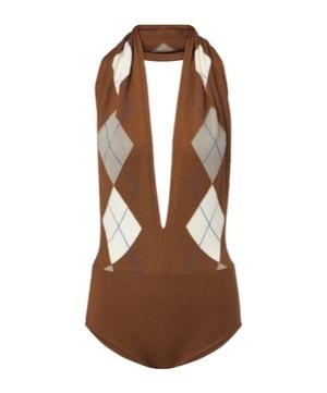 MUGLER Argyle Virgin Wool Bodysuit