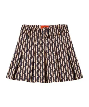 La DoubleJ Pleated Fish-print Skirt