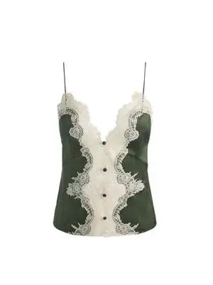 ALICEOLIVIA Lace Camisole - Deep Fern Green