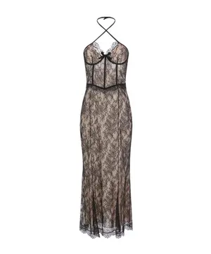 Alessandra Rich Halterneck Laced Dress