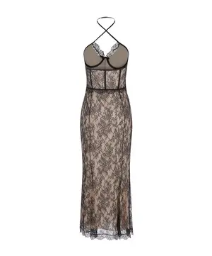 Alessandra Rich Halterneck Laced Dress