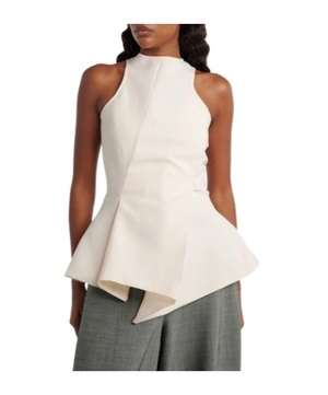 Magda Butrym Asymmetric Peplum Wool-blend Top