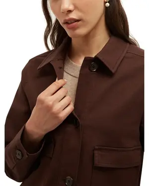 HOBBS LONDON Manon Cotton Blend Button Front Jacket - Alder Brown
