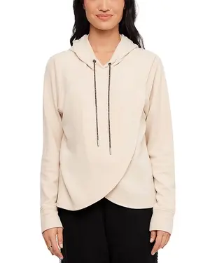 Karen Kane Rhinestone Drawstring Crossover Sweatshirt - Ecru