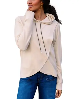 Karen Kane Rhinestone Drawstring Crossover Sweatshirt