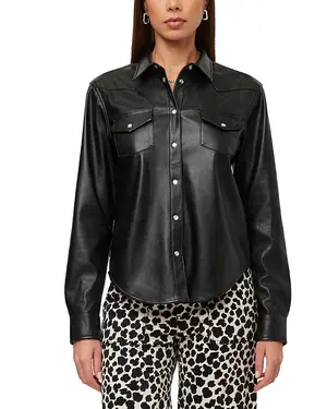 Fifteen Twenty Anna Faux Leather Western Shirt - Black