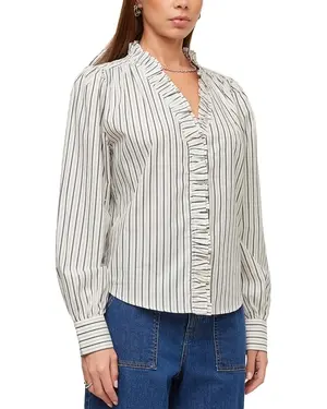 Fifteen Twenty Lizzy Cotton Stripe Ruffled Top