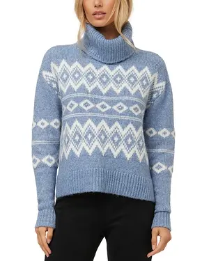Fifteen Twenty Esther Jacquard Turtleneck Sweater - Chambray