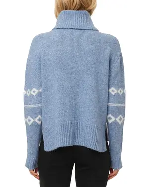 Fifteen Twenty Esther Jacquard Turtleneck Sweater - Chambray