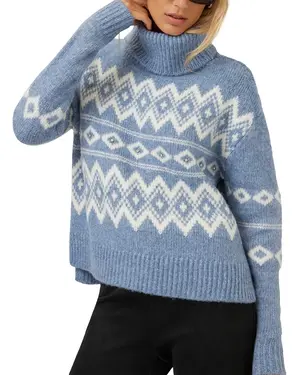 Fifteen Twenty Esther Jacquard Turtleneck Sweater - Chambray