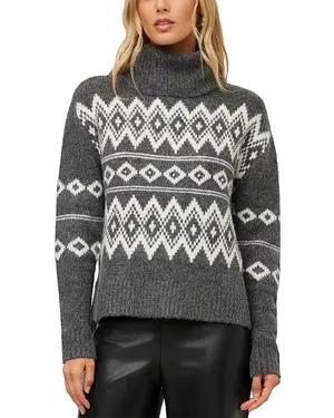 Fifteen Twenty Esther Jacquard Turtleneck Sweater - Charcoal