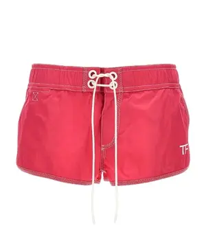 TOM FORD Logo Printed Drawstring Shorts - Red