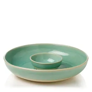 HUDSON PARK COLLECTION Chip & Dip Serving Dish Exclusive - Aqua