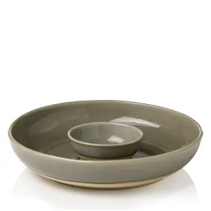 HUDSON PARK COLLECTION Chip & Dip Serving Dish Exclusive - Ash Grey