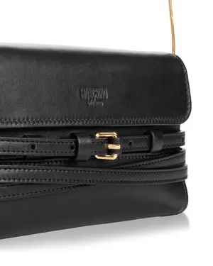 Moschino Tie Me Leather Wallet On Chain