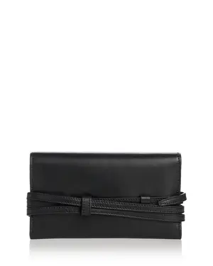 Moschino Tie Me Leather Wallet On Chain