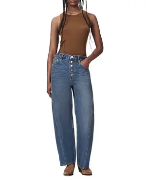 ALLSAINTS Carter Button Fly Mid Rise Barrel Jeans