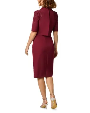 Aidan Mattox Layered Look Stretch Sheath Dress