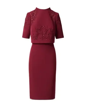 Aidan Mattox Layered Look Stretch Sheath Dress