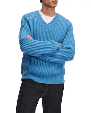 Rag & Bone Theo Wool & Cashmere Knit Stripe Sweater - Bright Blue