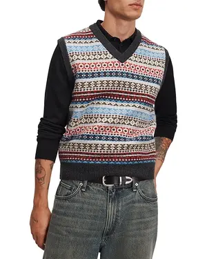 Rag & Bone Wool Classic Fit Fair Isle Vest