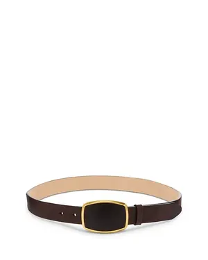 Rag & Bone Wyatt Inlay Buckle Leather Belt - Mocha