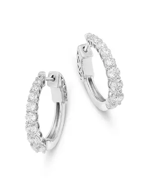 Bloomingdale'S Diamond Tapered Hoop Earrings In 14k Gold, 1.5 Tcw - White