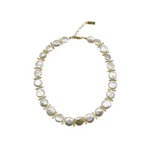 THE BULUMS The Monaco Signature Natural Baroque Pearl Necklace - White/gold