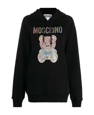 Moschino Teddy Bear-motif Cotton Hoodie - Black