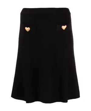 Moschino Heart-embellished Virgin-wool Skirt