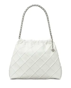 Tory Burch Fleming Crinkled Leather Quilted Hobo