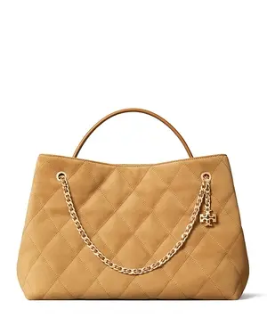 Tory Burch Fleming Small Quilted Suede Carryall