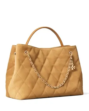 Tory Burch Fleming Small Quilted Suede Carryall