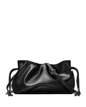 Tory Burch Ella Faux Leather Drawstring Pouch - Black