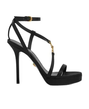 VERSACE Versace Medusa Embellished Satin Sandals