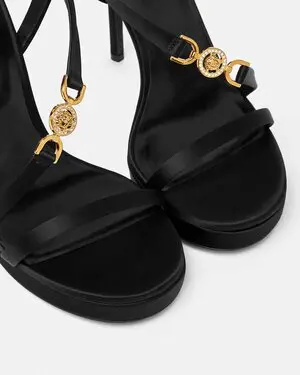 Versace Medusa Embellished Satin Sandals