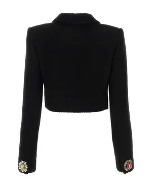 Moschino Crystal-embellished Wool-blend Cropped Jacket