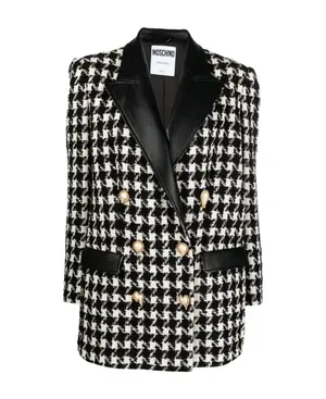 Moschino Houndstooth-pattern Straight Hem Jacket